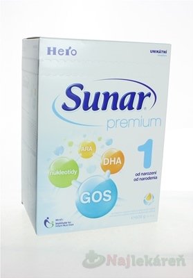 Sunar Premium 1 mliečna výživa dojčiat (od narodenia) 600 g | Najlekáreň.eu
