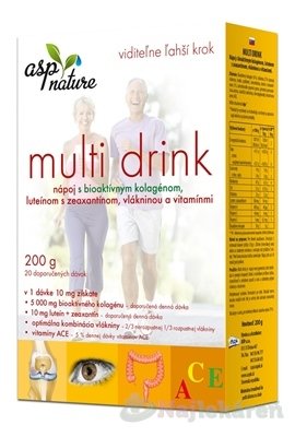 Asp MULTI DRINK NÁPOJ s kolagénom vlákninou a vitamínmi A, C, E 200 g ...