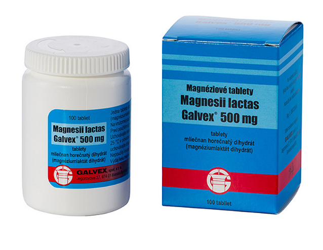 MAGNESII LACTICI 500 MG, Magnéziové tablety Galvex, 100 ks | Najlekáreň.eu