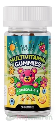 Adelle Davis MULTIVITAMIN GUMMIES + OMEGA 3,6,9 želatínové medvedíky ...
